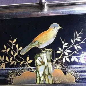 Antique | Accents | Sale Silver And Black Underglass Antique Robin Bird ...
